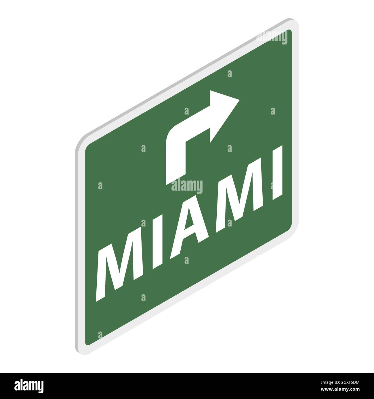 Road sign with Miami icon in isometric 3d style isolated on white ...