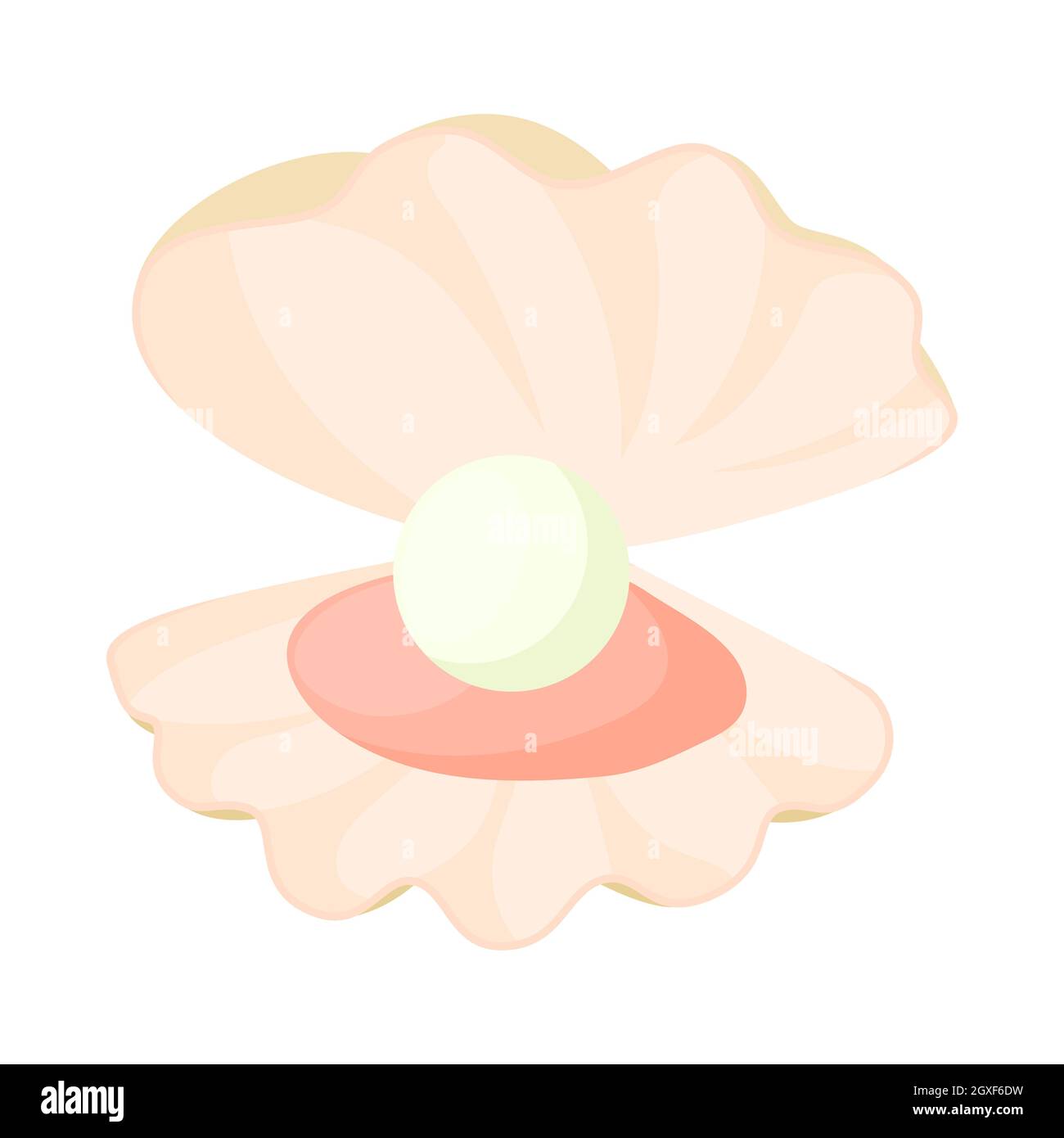 Pearl in a shell icon in cartoon style on a white background Stock ...