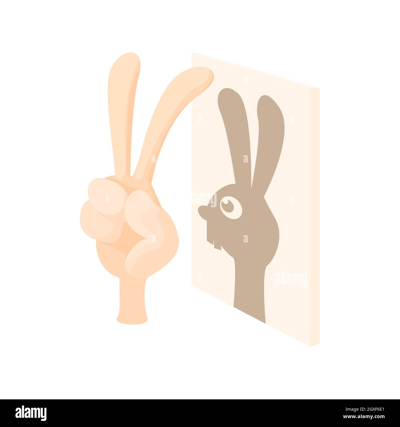 Rabbit, shadow puppet icon in cartoon style on a white background Stock ...