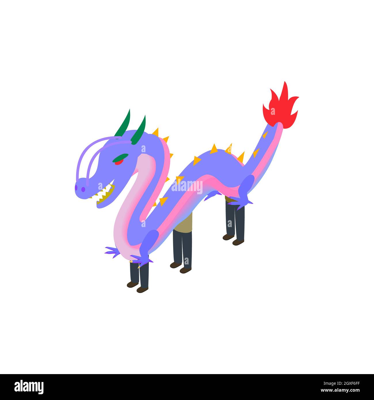 Dancing dragon icon in isometric 3d style isolated on white background ...