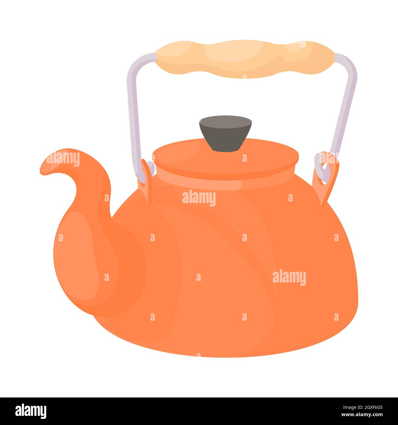 Kettle icon in cartoon style on a white background Stock Photo - Alamy