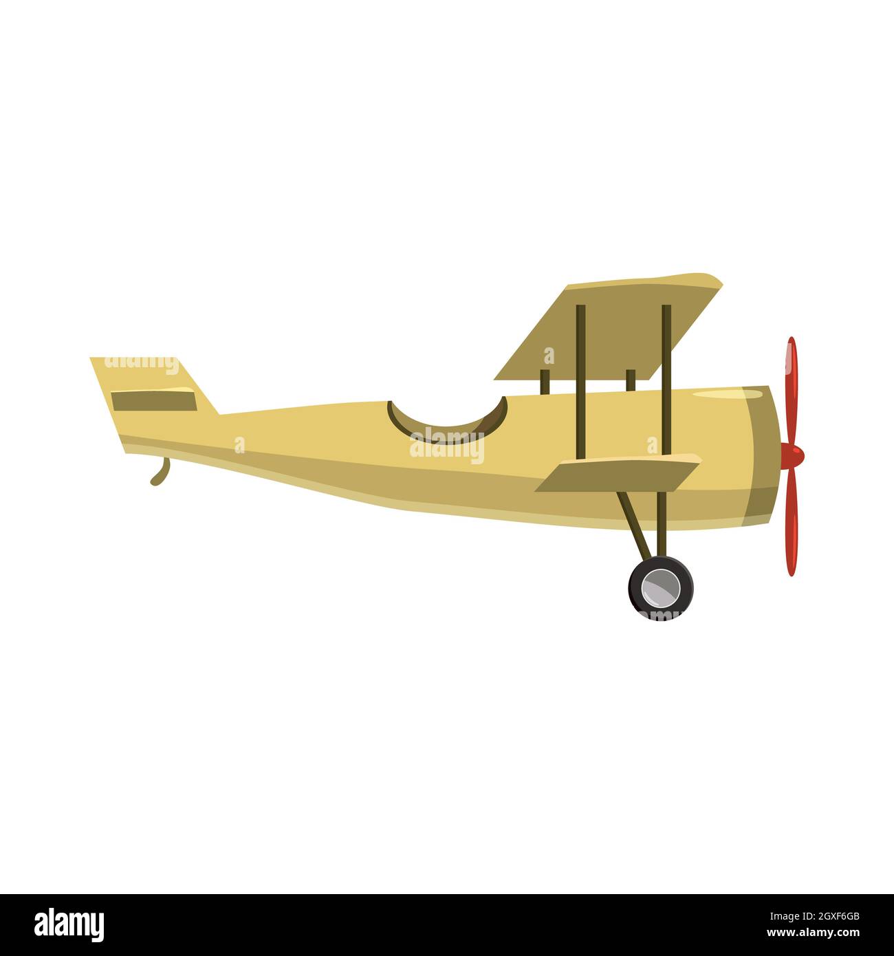 Biplane icon in cartoon style isolated on white background. Aircraft ...