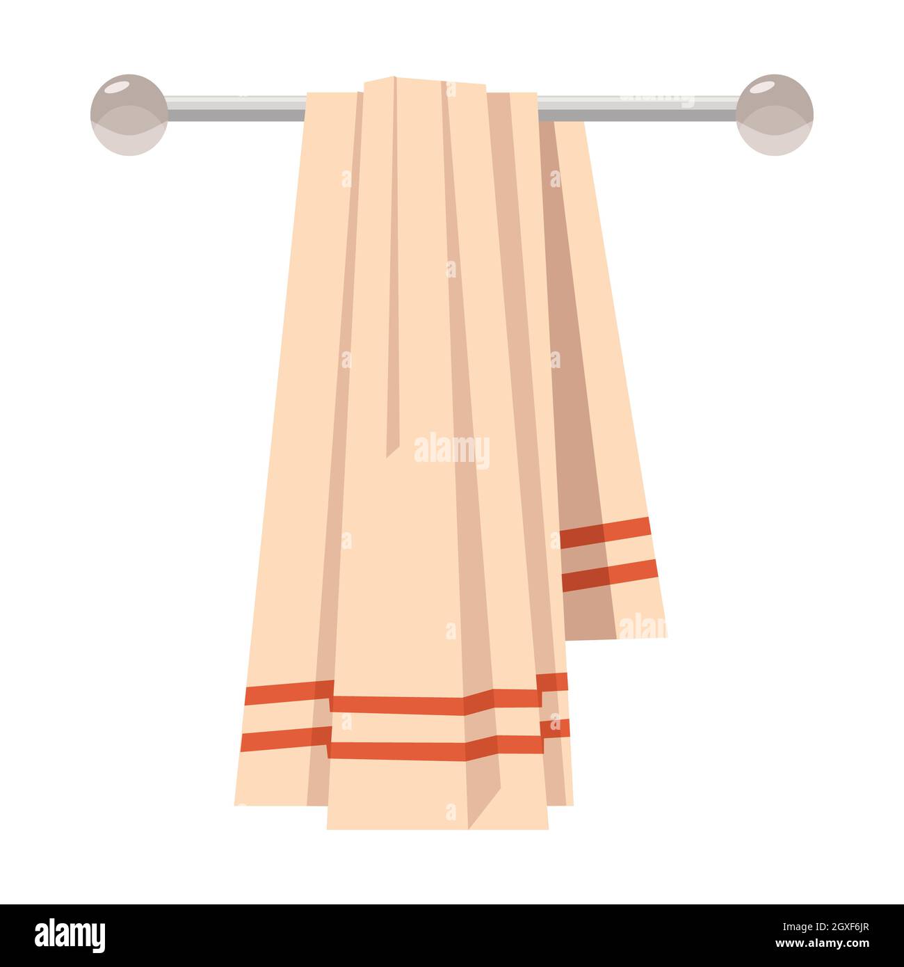 Clean towel on a hanger icon in cartoon style on a white background ...