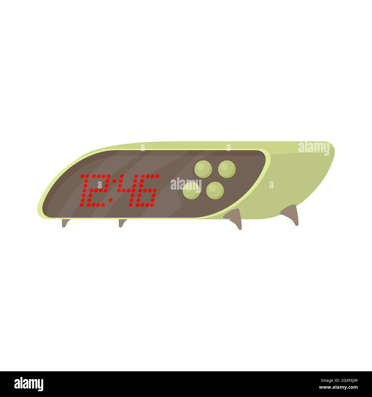 Modern digital table clock icon in cartoon style on a white background ...