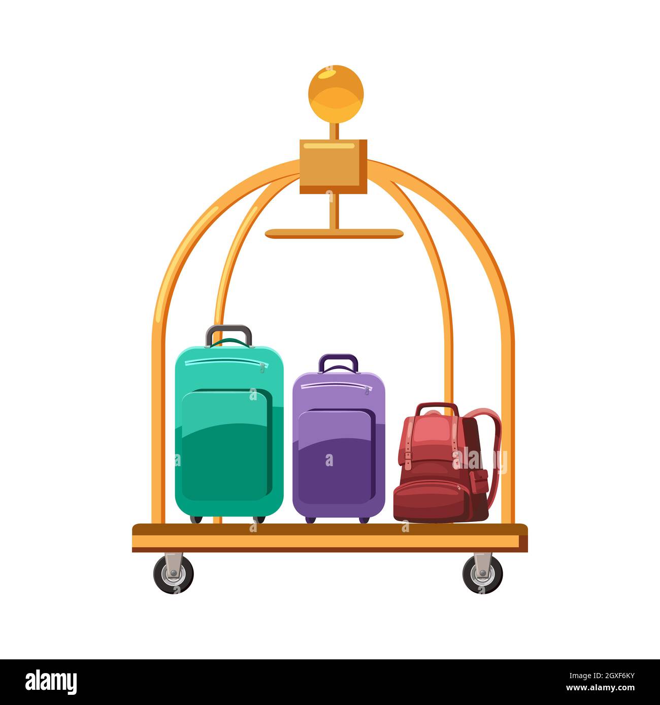 Hotel baggage cart icon in cartoon style on a white background Stock ...