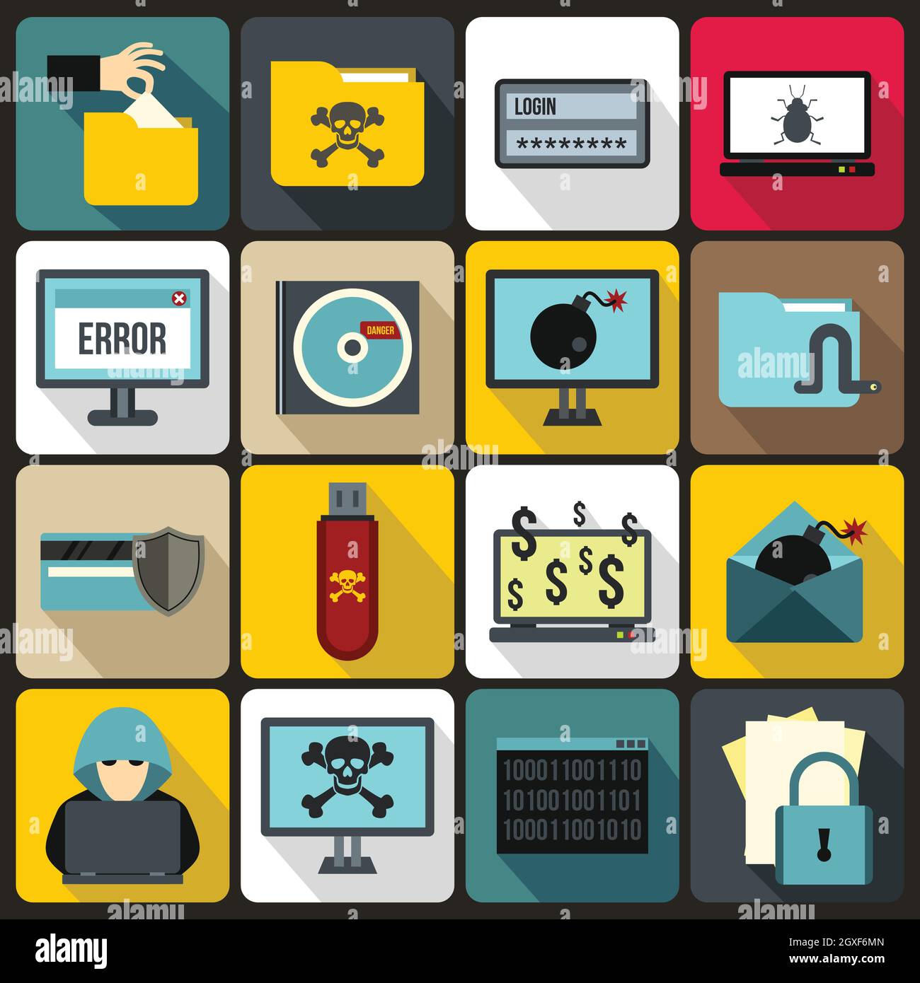 Criminal activity icons set in flat style for any design Stock Photo ...
