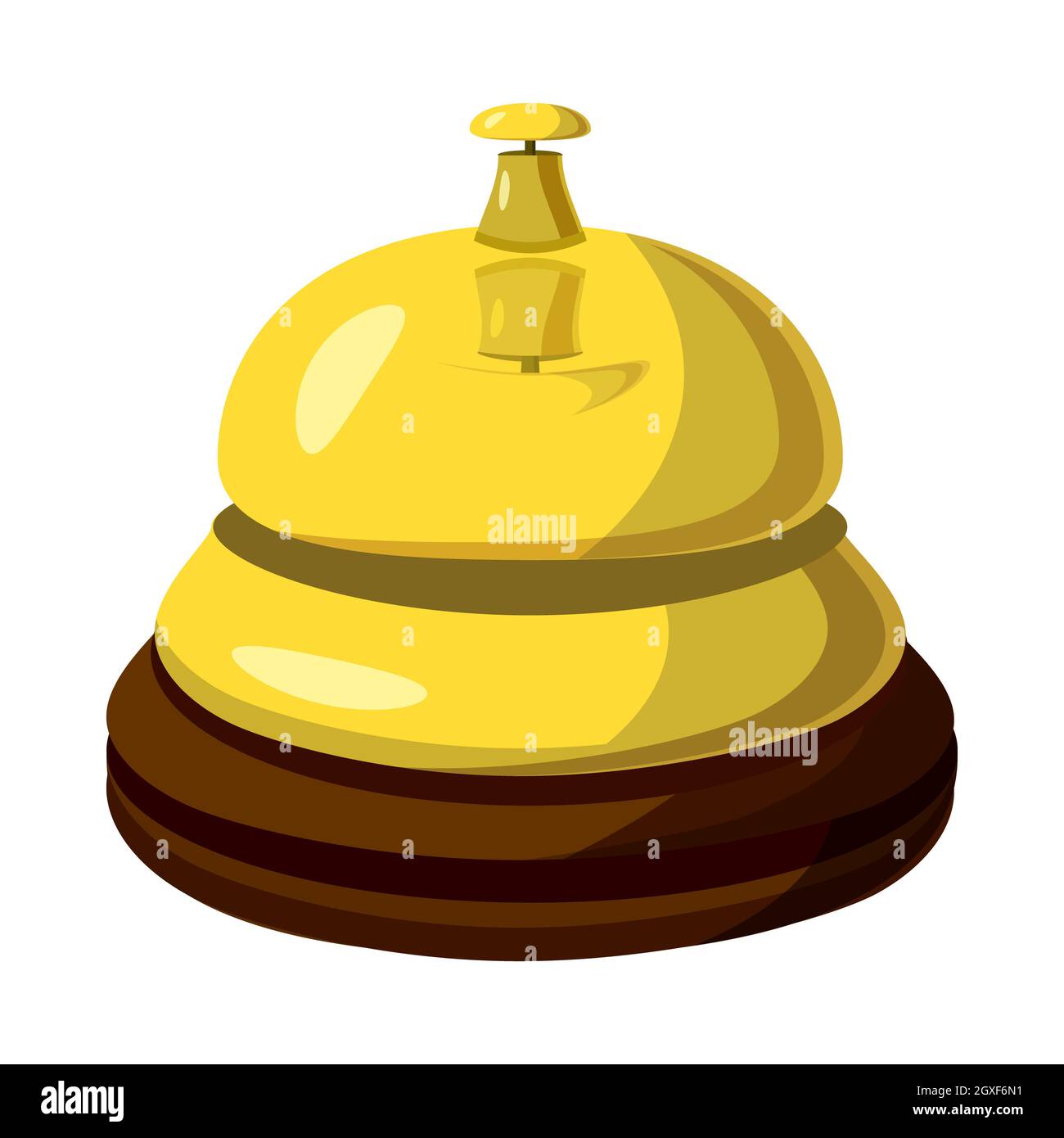 Golden reception bell icon in cartoon style on a white background Stock ...