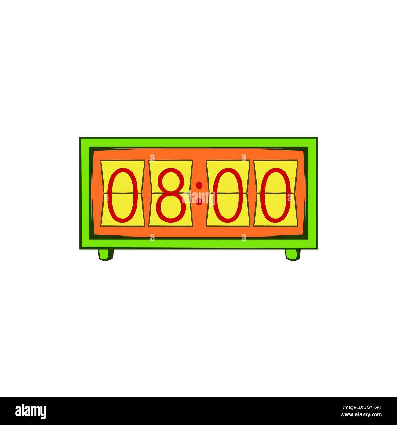 Analog flip clock icon in cartoon style on a white background Stock ...