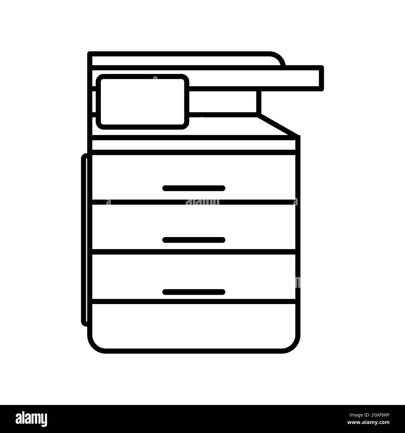 Multipurpose device, fax, copier and scanner icon in outline style ...