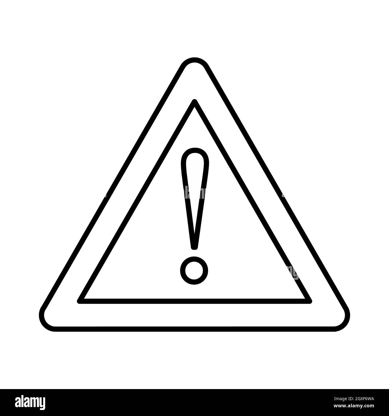 Hazard warning attention sign with exclamation mark icon in outline ...