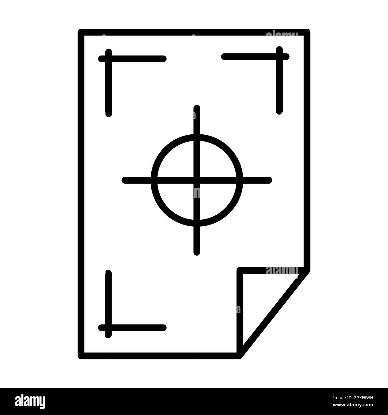 Printer marks on a paper icon in outline style isolated on white ...