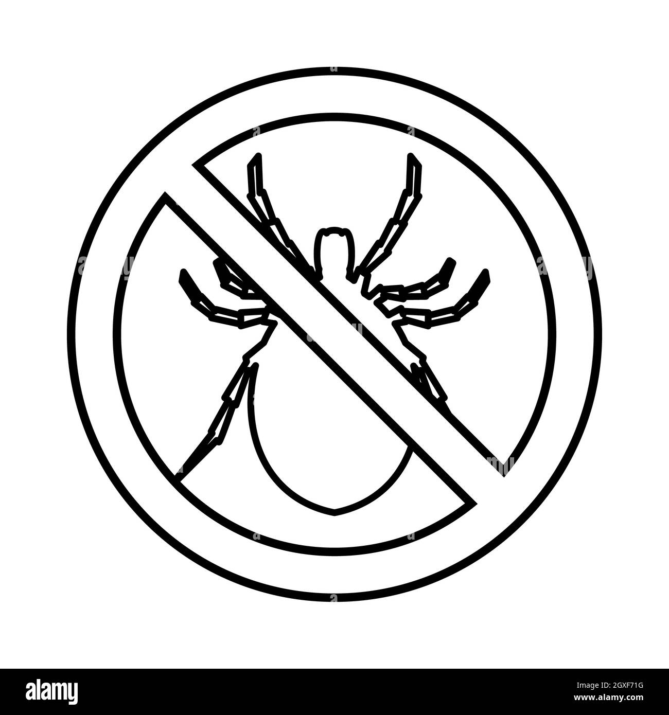 No bug sign icon in outline style isolated on white background Stock ...
