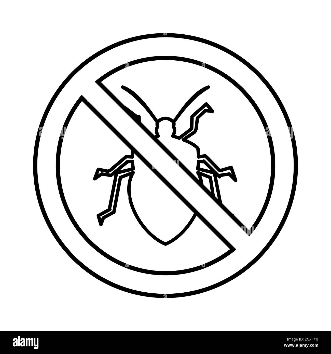 No bug sign icon in outline style isolated on white background Stock ...
