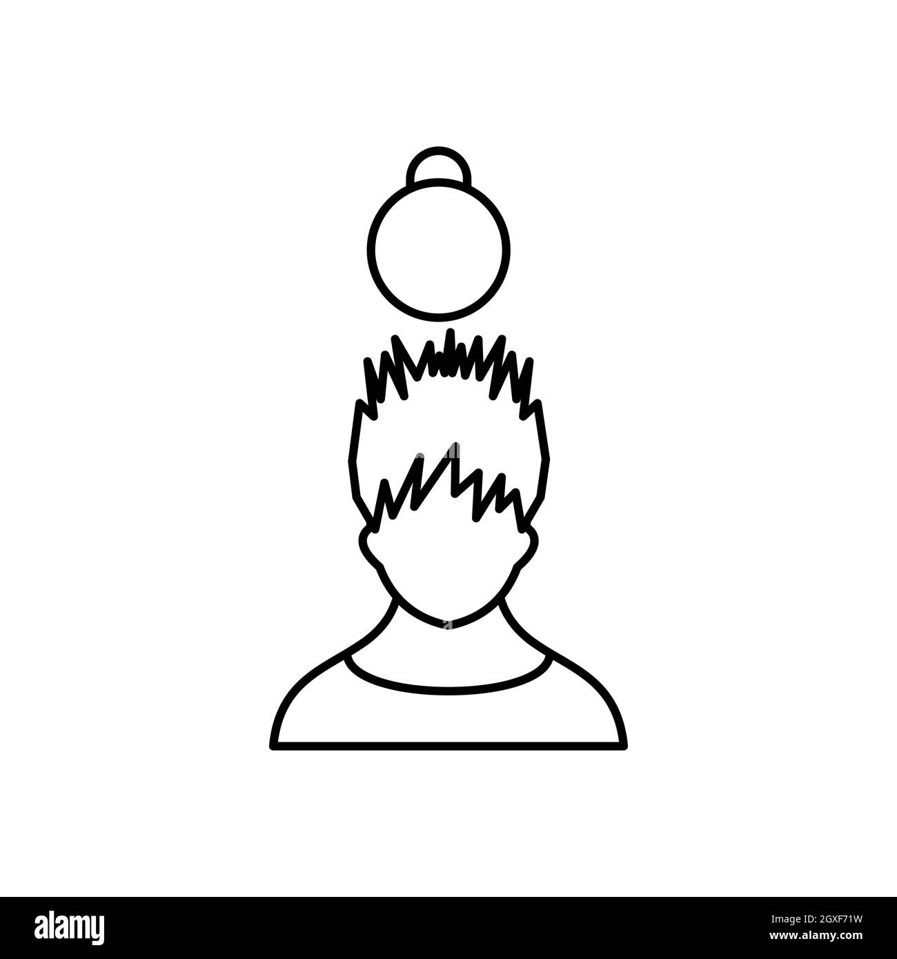 Man with the weight over head icon in outline style isolated on white ...