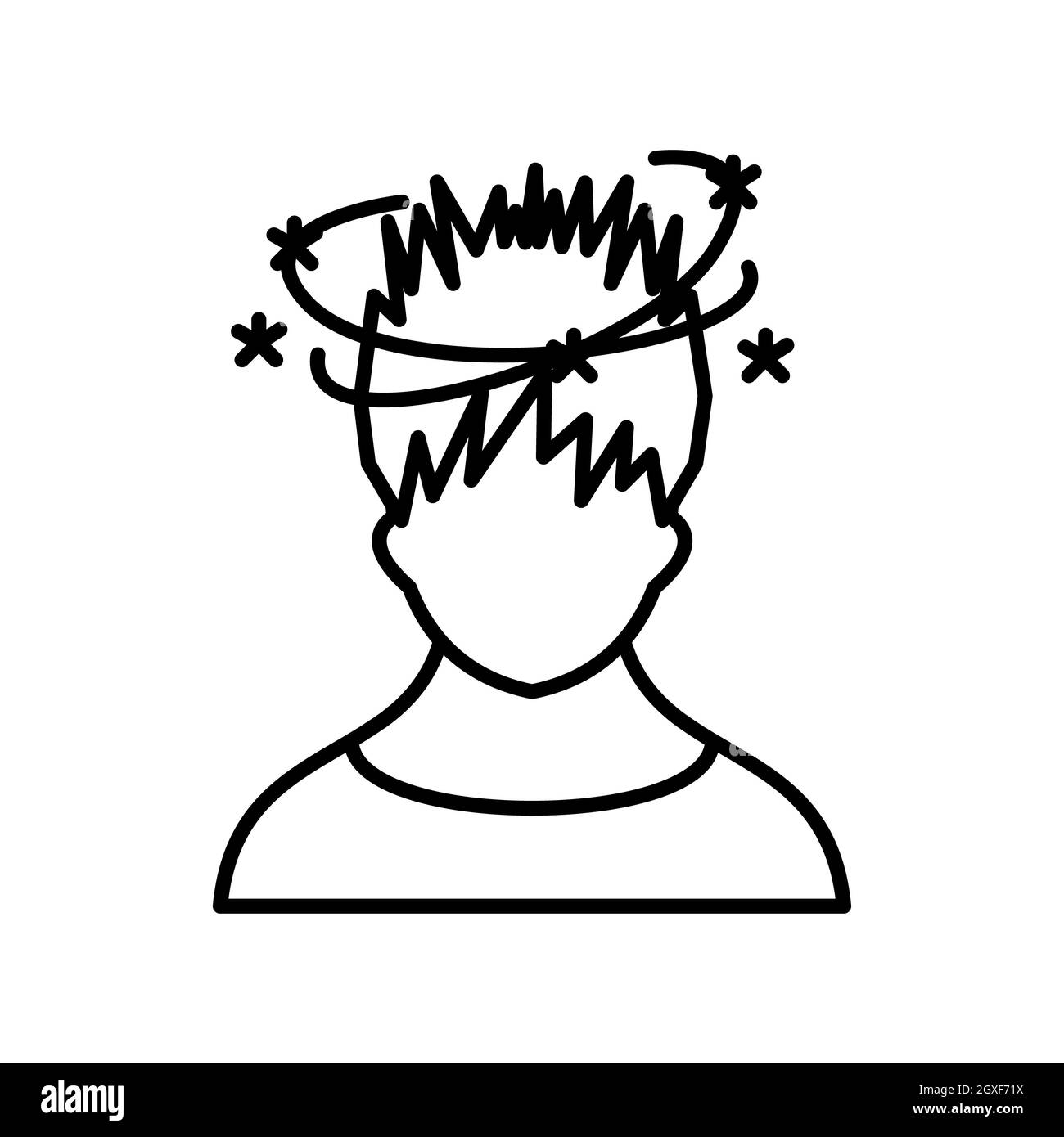 Man with dizziness icon in outline style isolated on white background ...