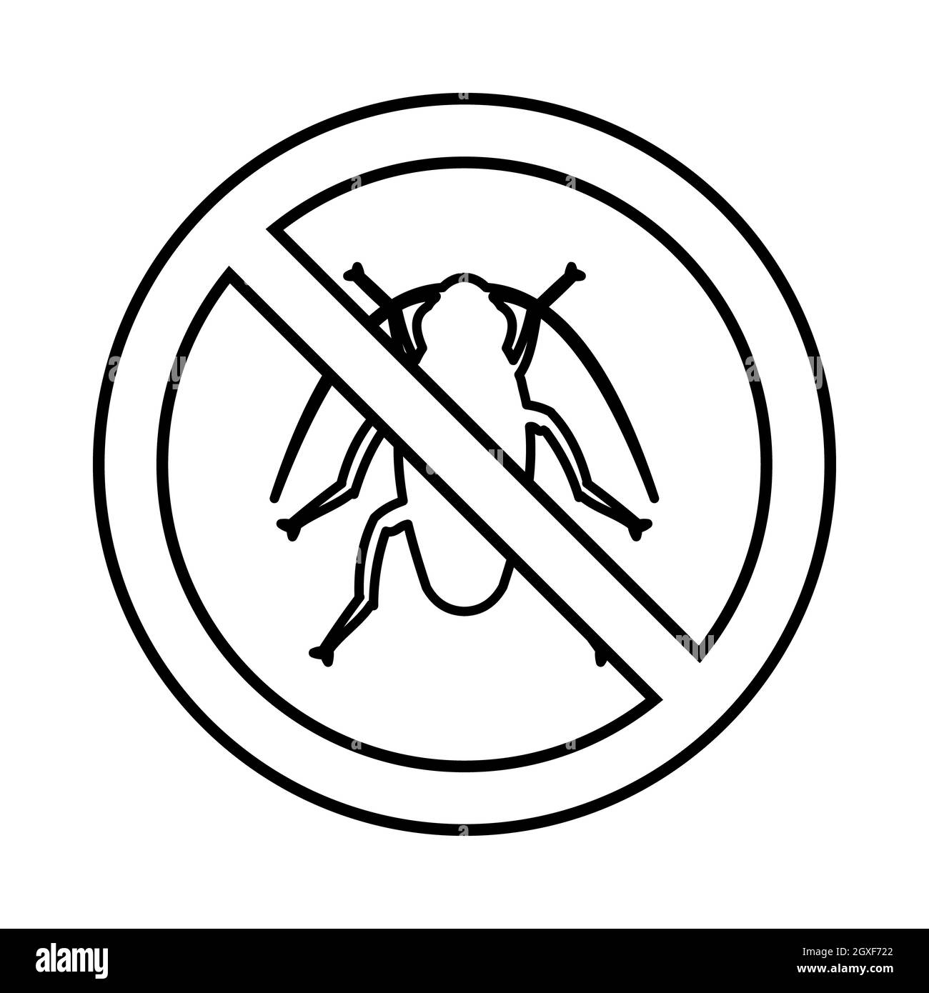 No cockroach sign icon in outline style isolated on white backround ...
