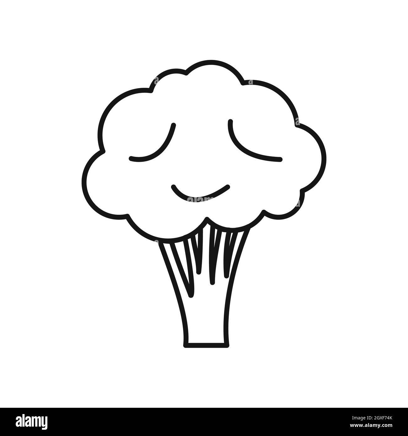 Broccoli icon in outline style isolated on white background Stock Photo ...