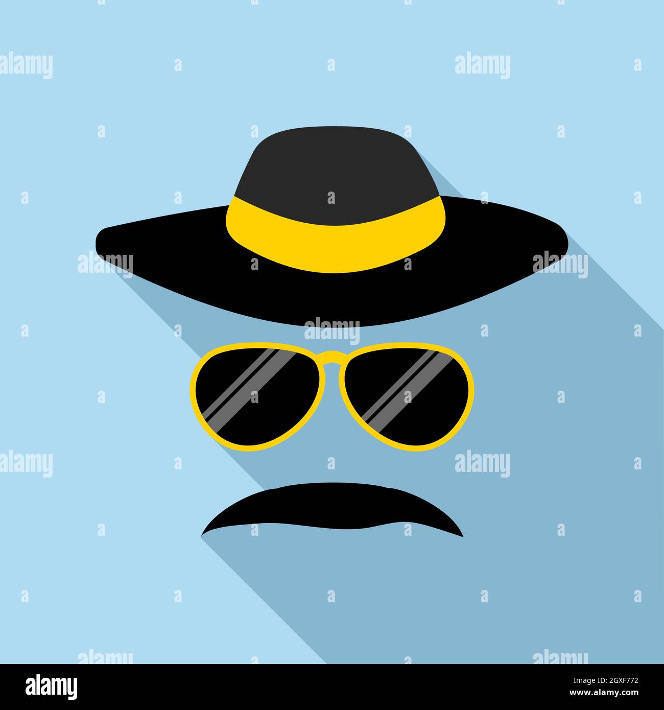 Detective incognito icon in flat style with long shadow. Police symbol ...
