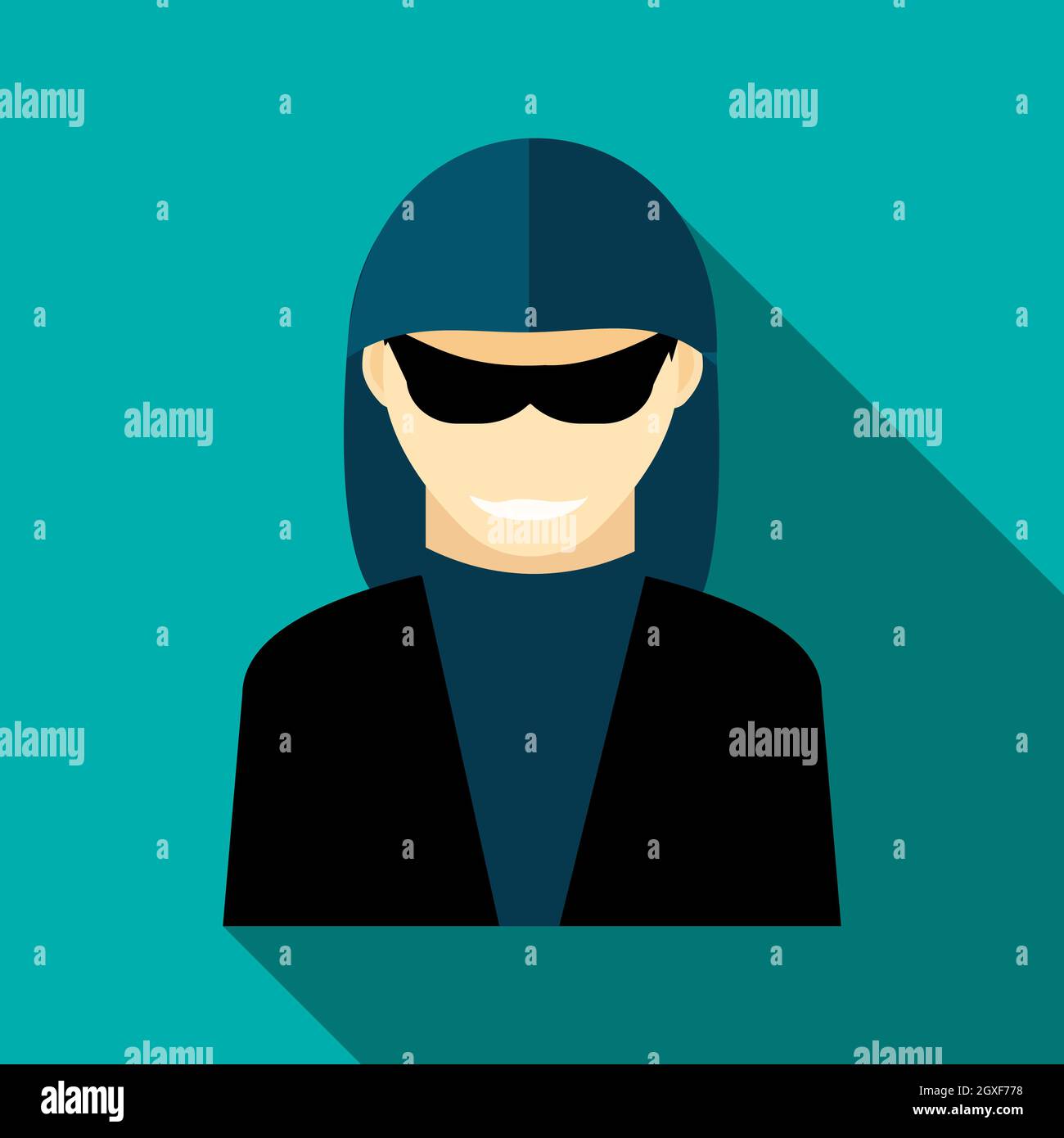 Hacker icon in flat style with long shadow. Attacker symbol Stock Photo ...