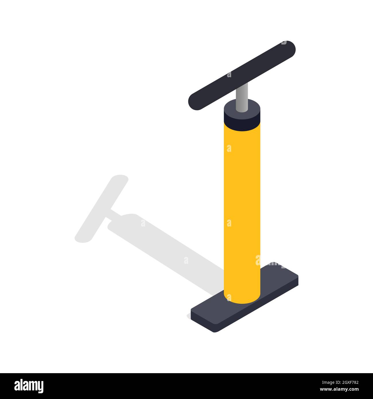 Yellow hand bicycle pump icon in isometric 3d style on a white ...