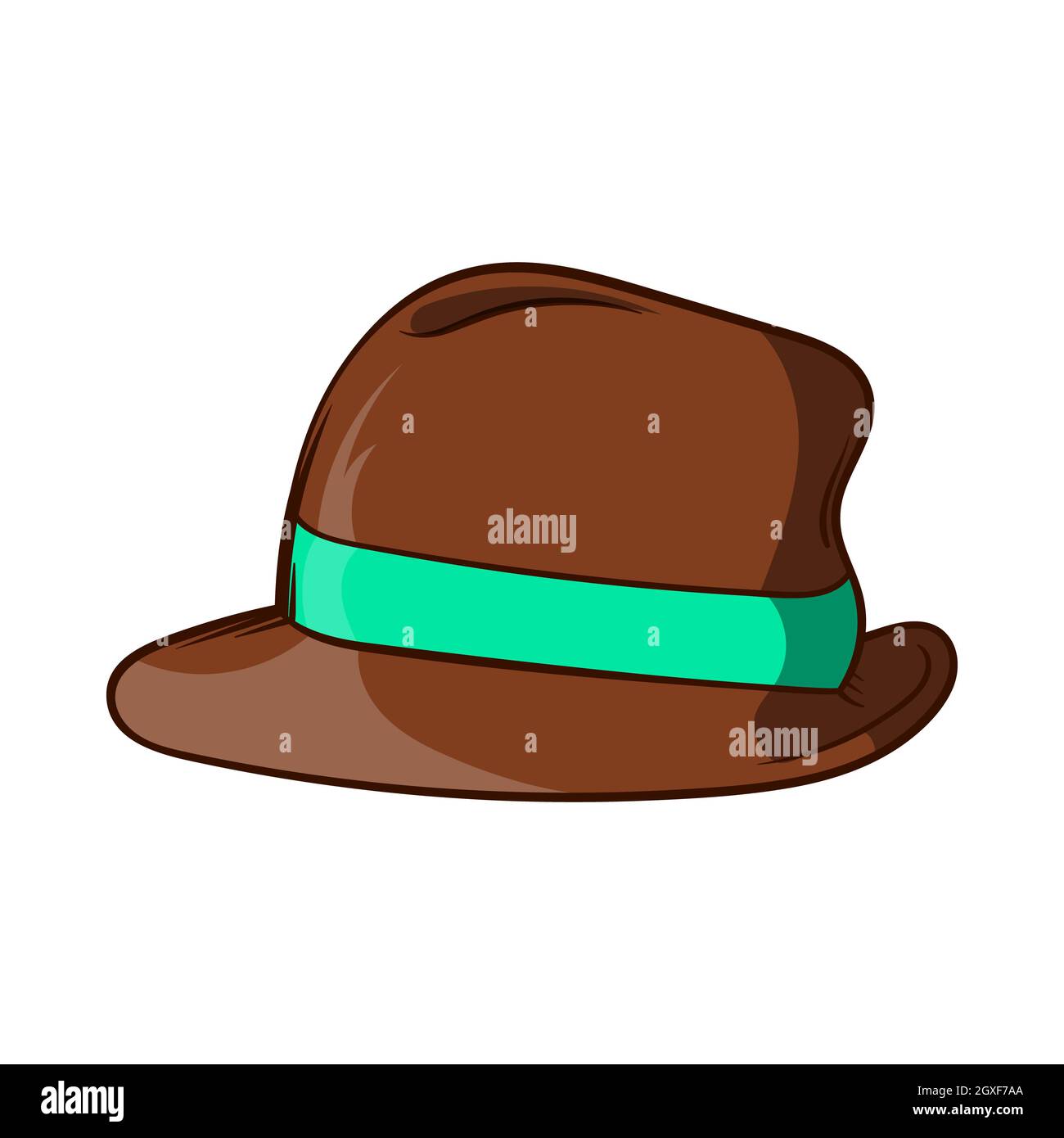 Brown retro hat icon in cartoon style on a white background Stock Photo ...
