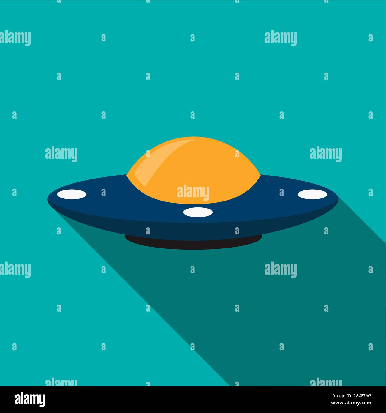 Flying saucer icon in flat style with long shadow. Space symbol Stock ...