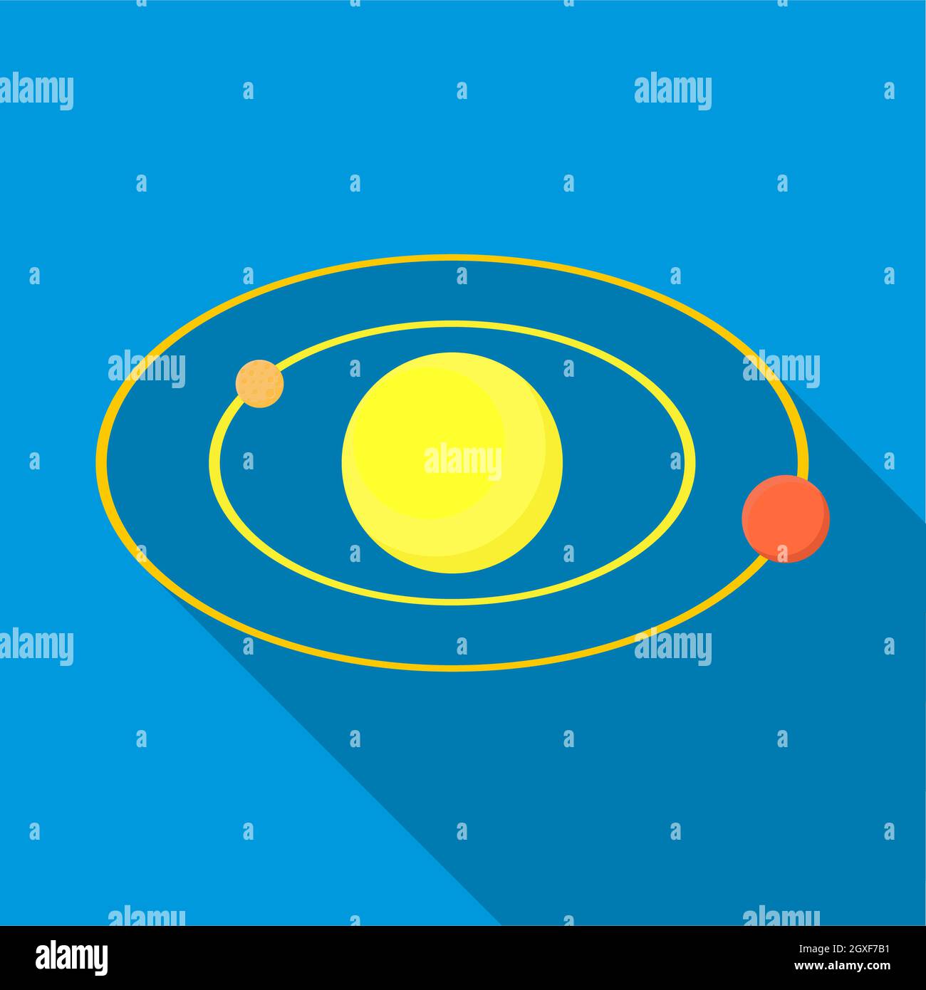 Solar system icon in flat style with long shadow. Space symbol Stock ...