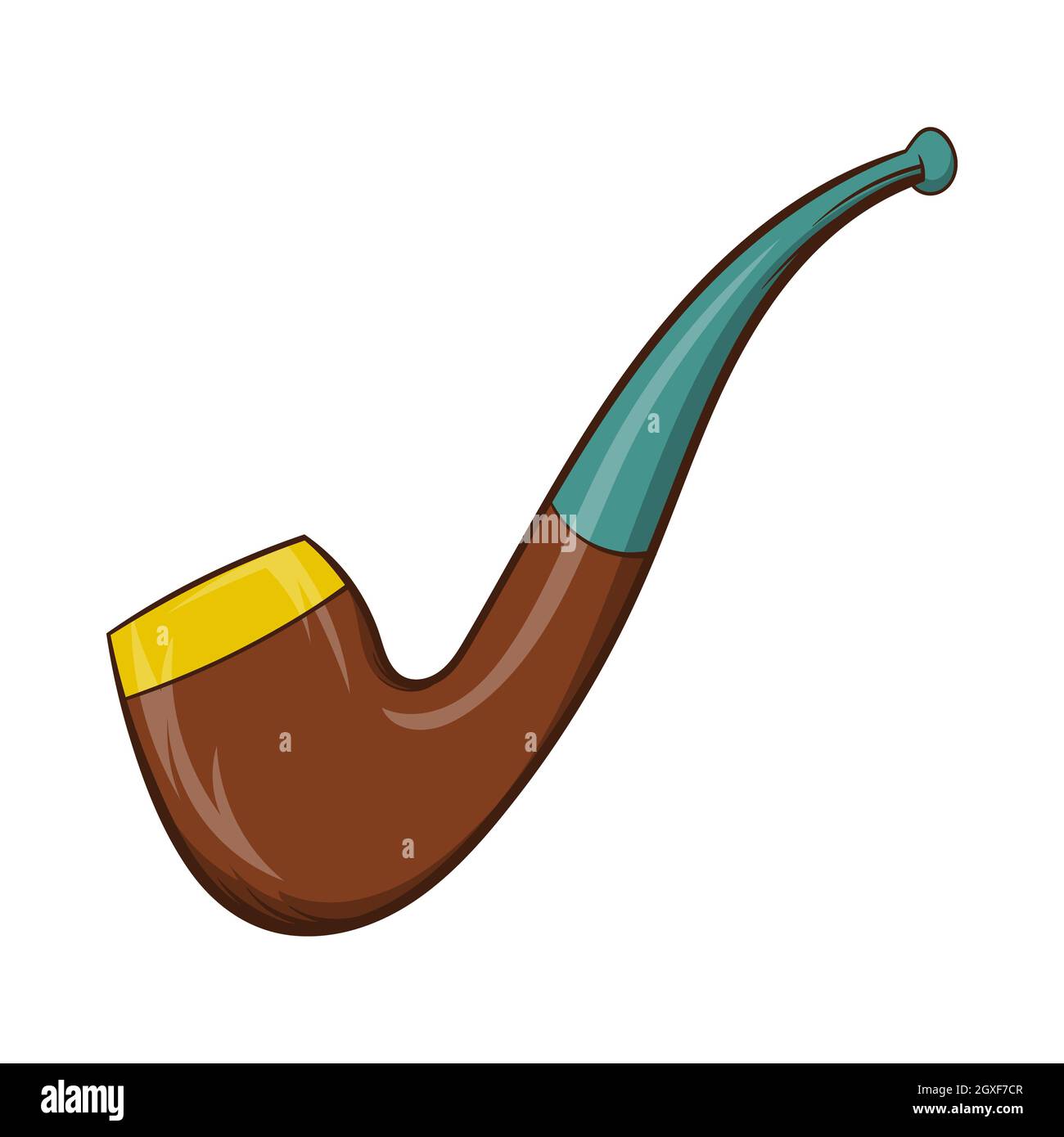 Wooden pipe icon in cartoon style on a white background Stock Photo - Alamy