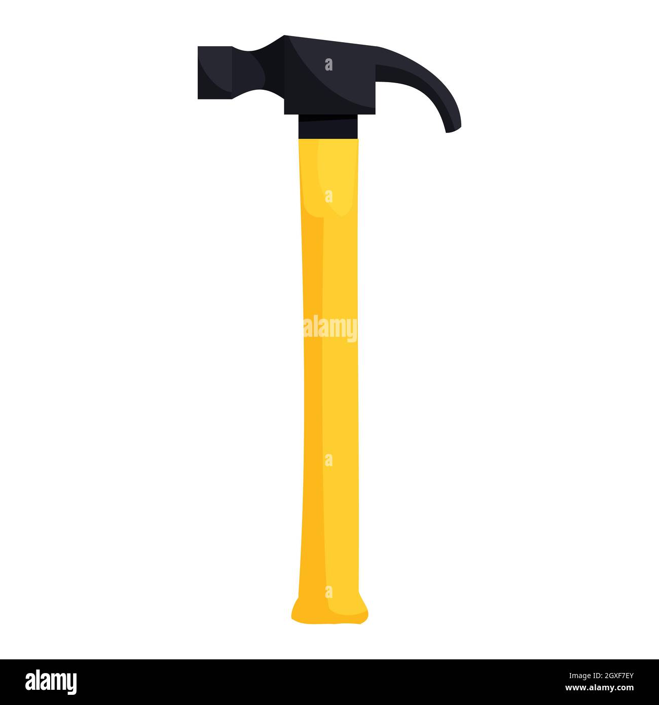 Hammer with yellow handle icon in cartoon style on a white background ...