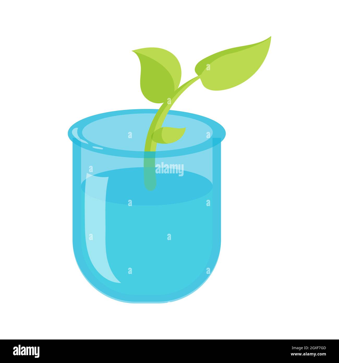 Green sprout in a glass with water icon in cartoon style on a white ...