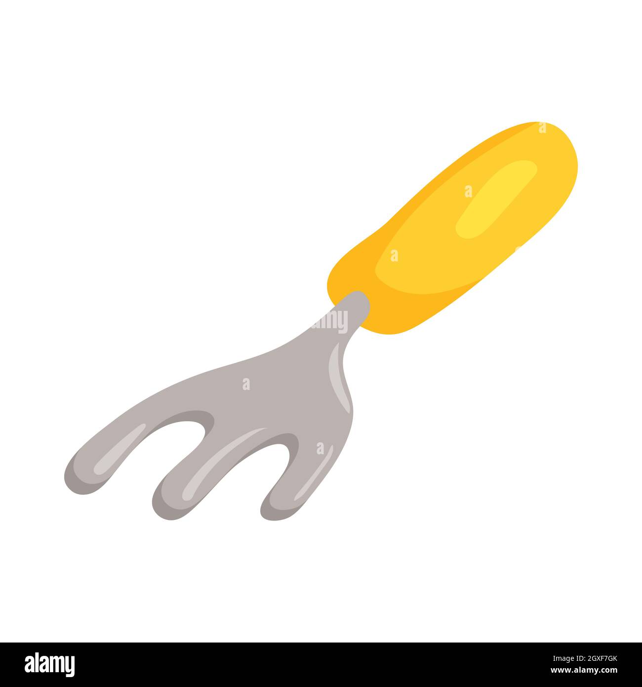 Small gardening fork icon in cartoon style on a white background Stock ...