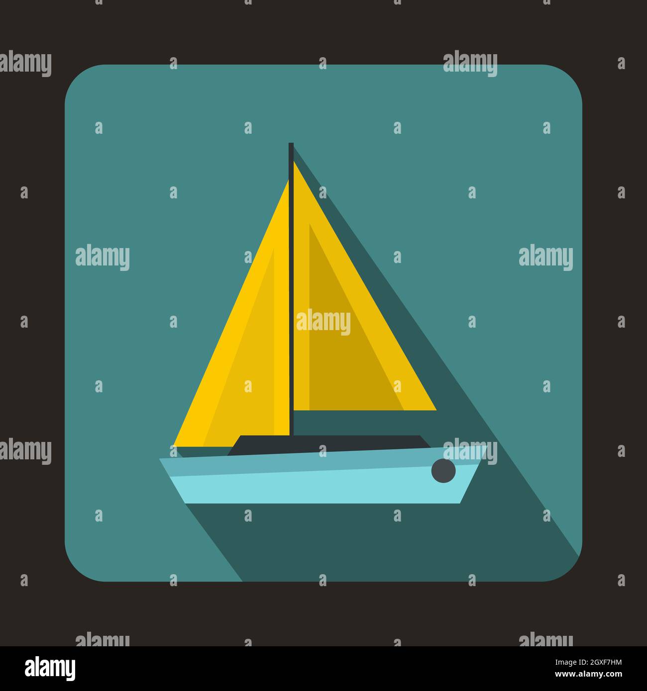 Small boat icon in flat style with long shadow. Sea transport symbol ...