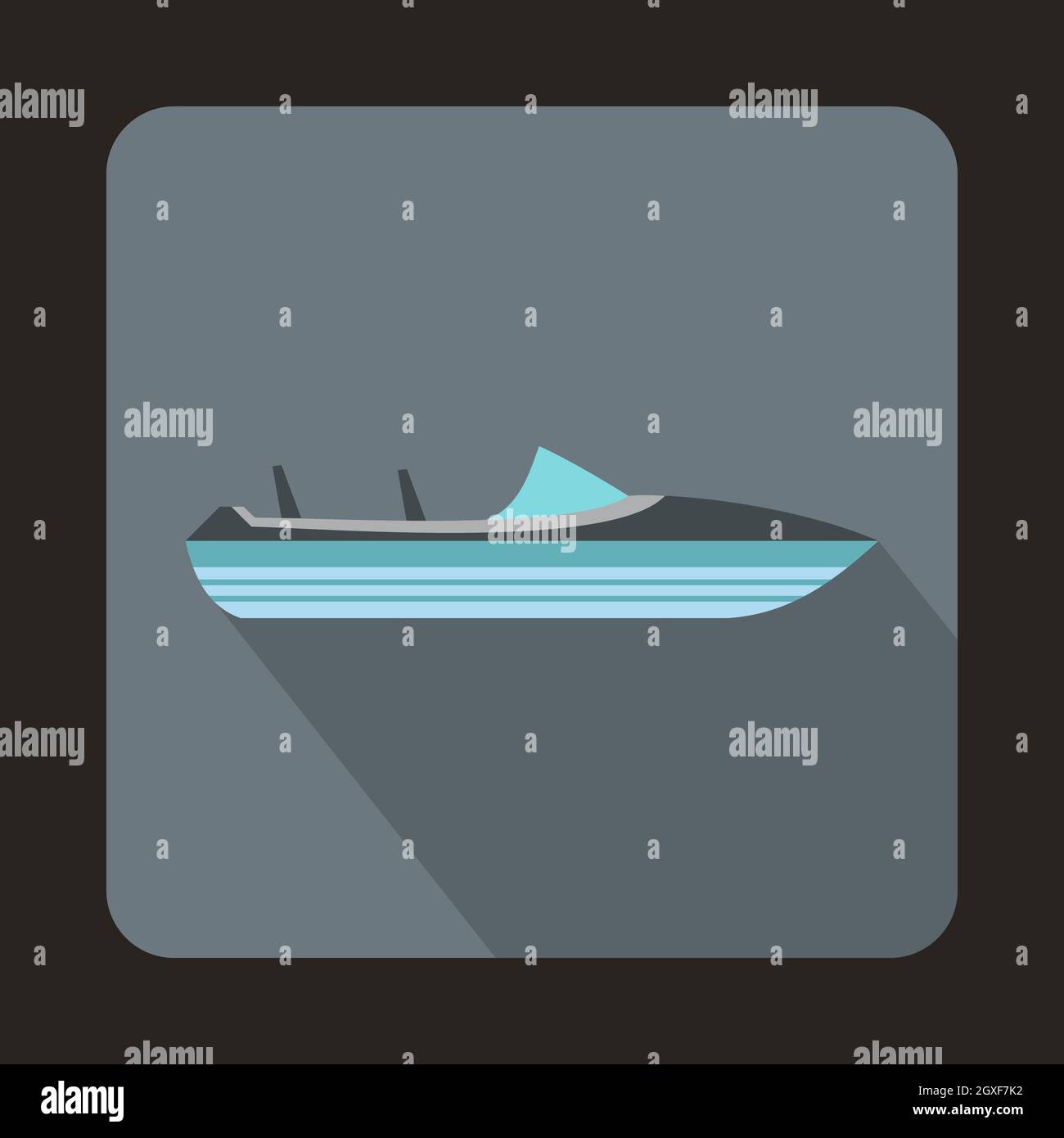 Little powerboat icon in flat style with long shadow. Sea transport ...