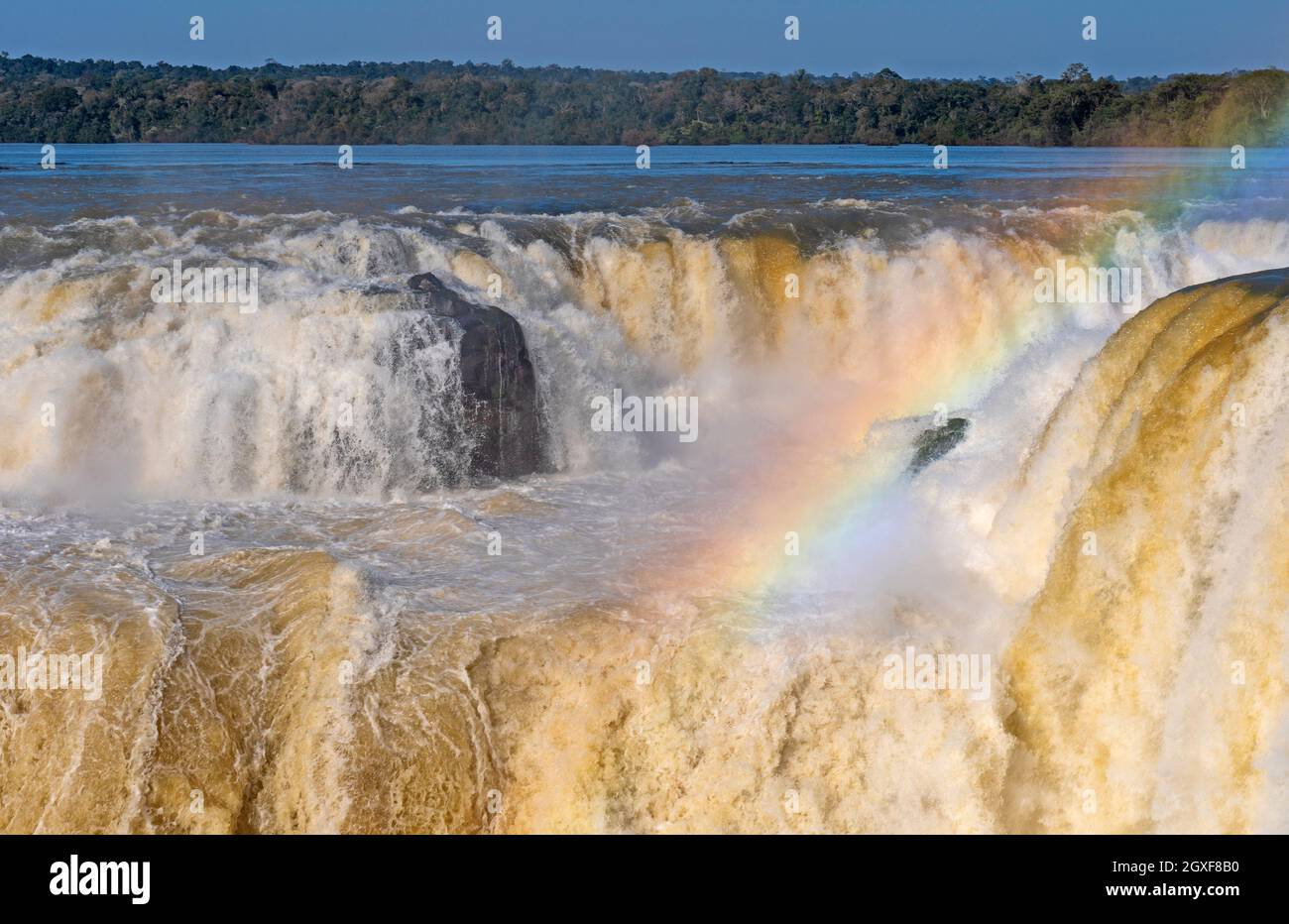 River Water Heading over the Brink at the Devils Throat at Iguazu Falls ...