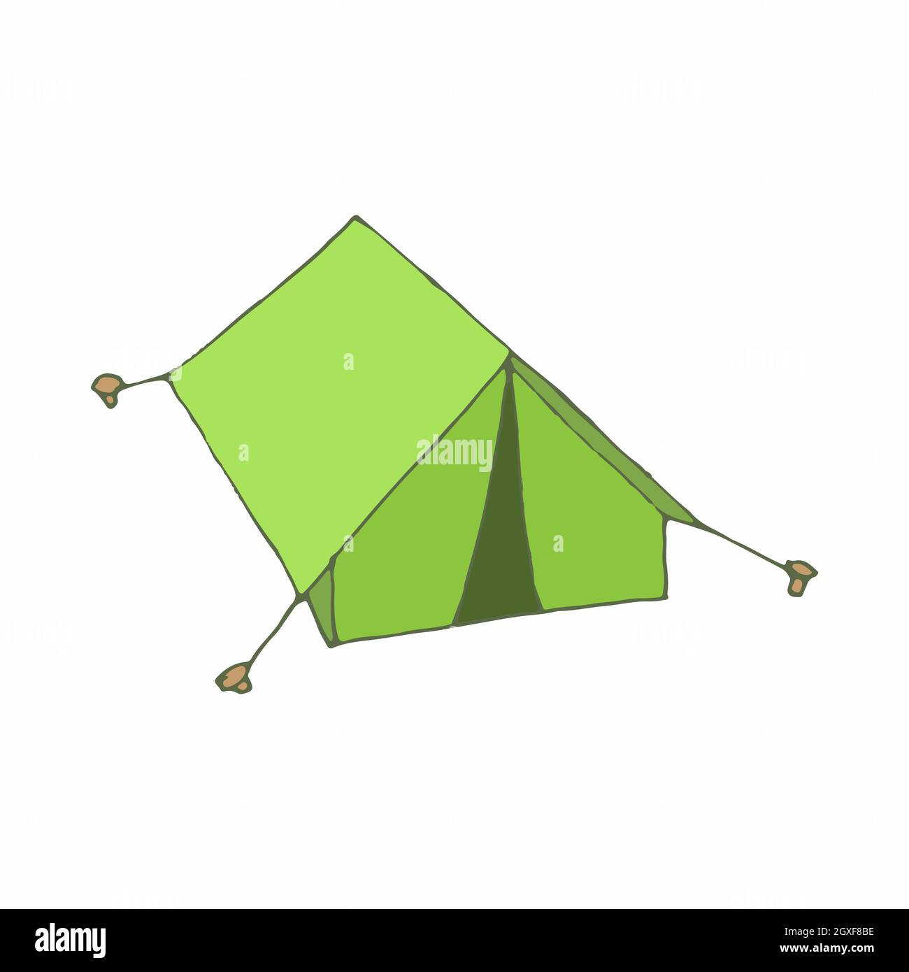 Green tent icon in cartoon style on a white background Stock Photo - Alamy