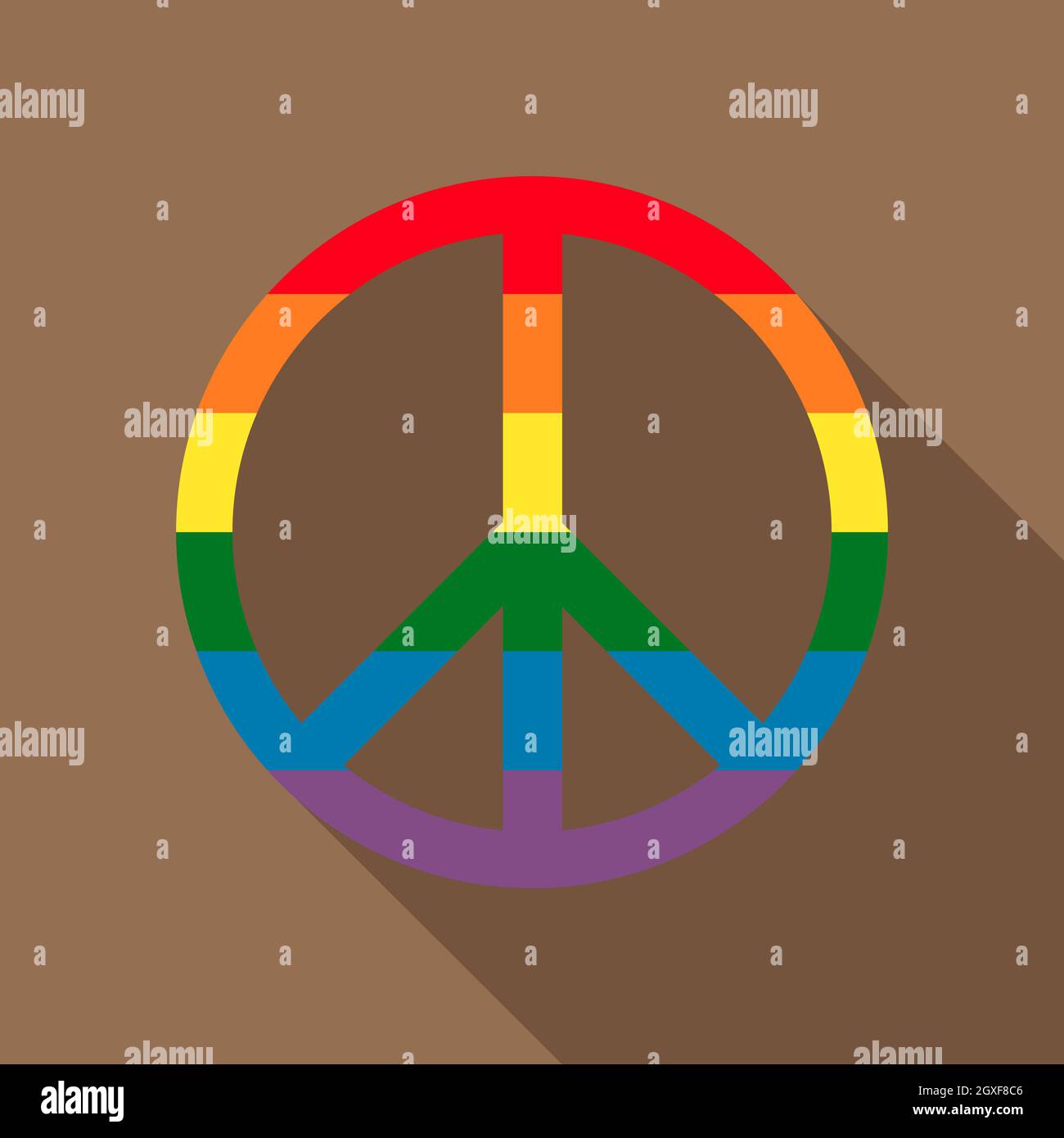 Pacific symbol in rainbow colors icon in flat style on a brown ...