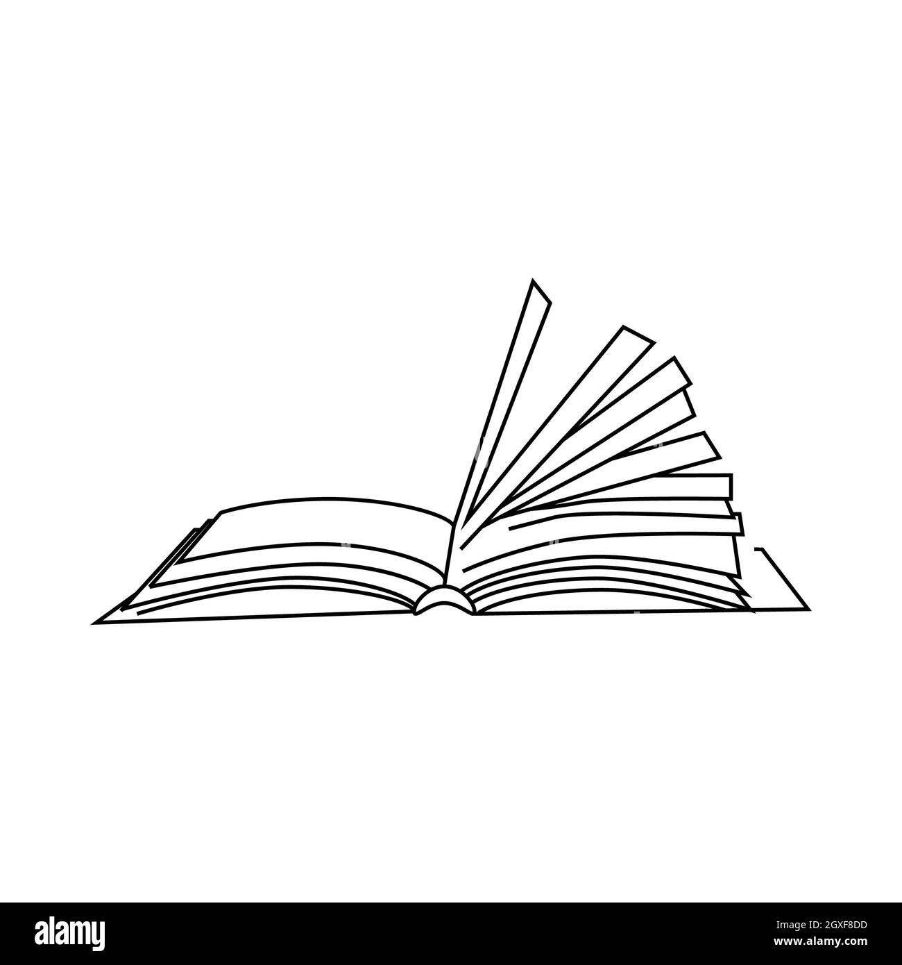 Book with turn over pages icon in outline style isolated on white ...