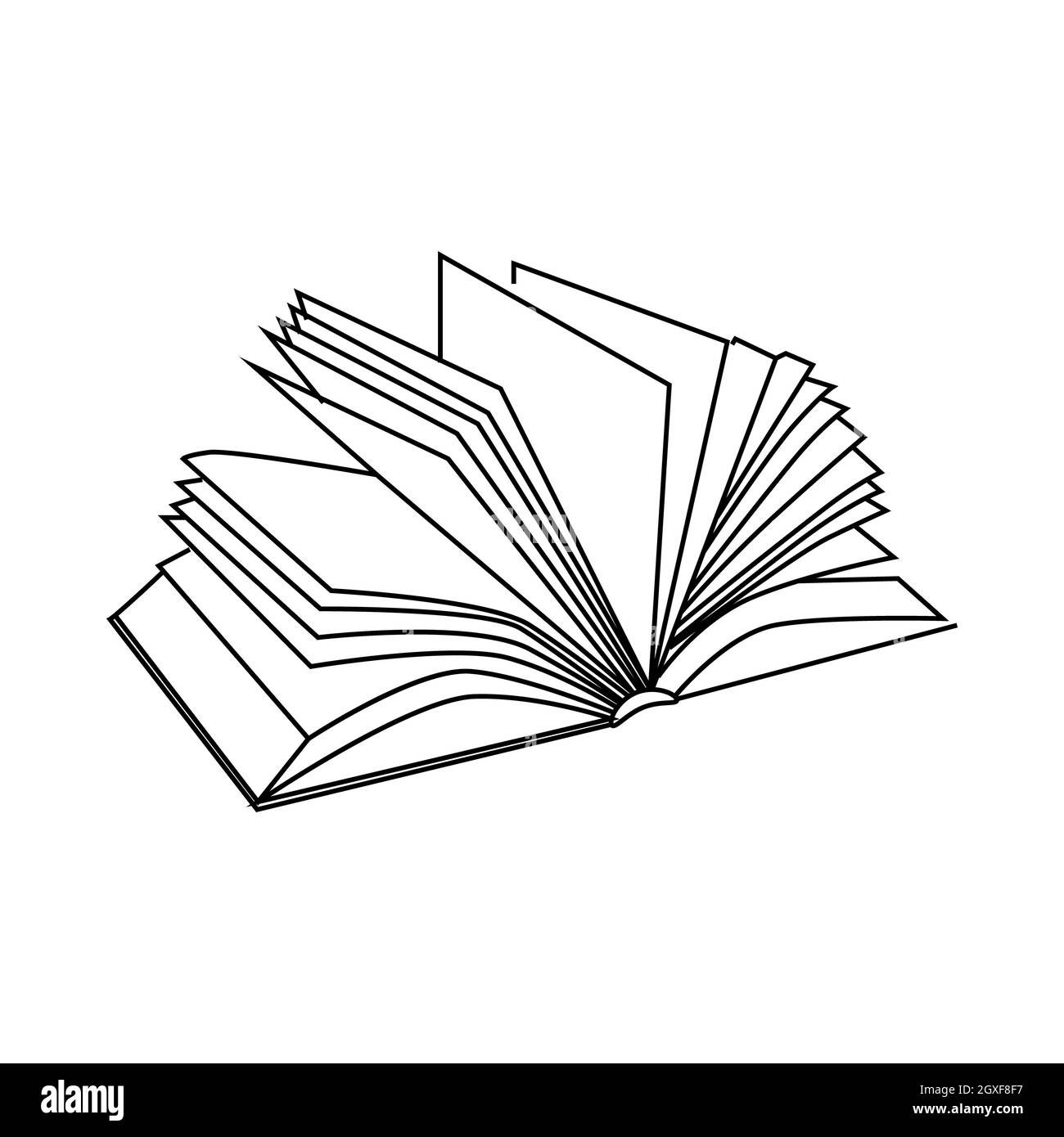 Book with multiple sheets icon in outline style isolated on white ...