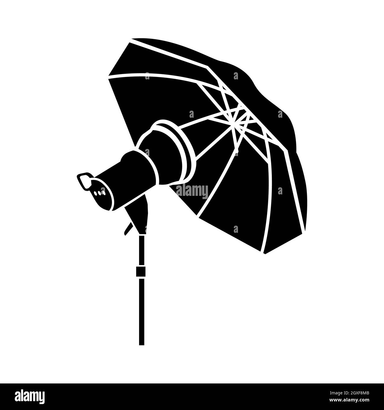 Studio flash with umbrella icon in simple style on a white background ...