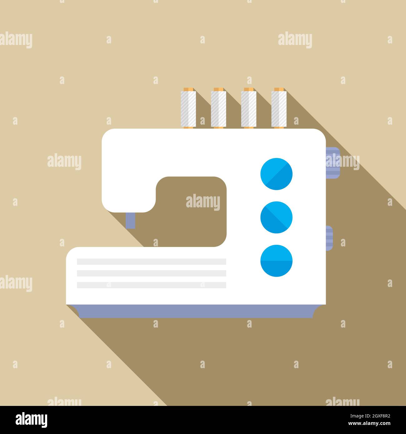 Modern sewing machine icon in flat style on a beige background Stock ...