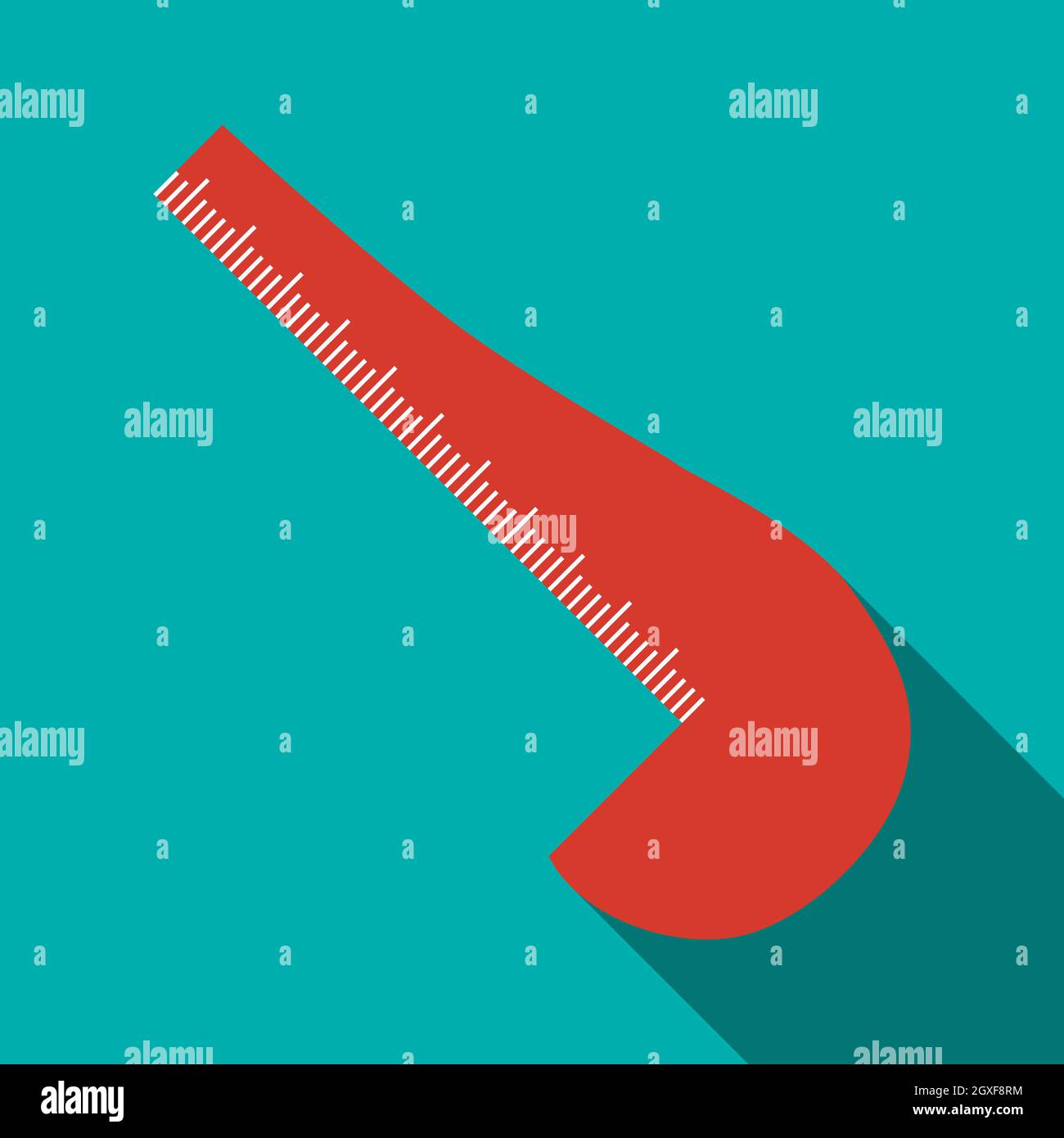 Red tailors ruler icon in flat style on a turquoise background Stock ...