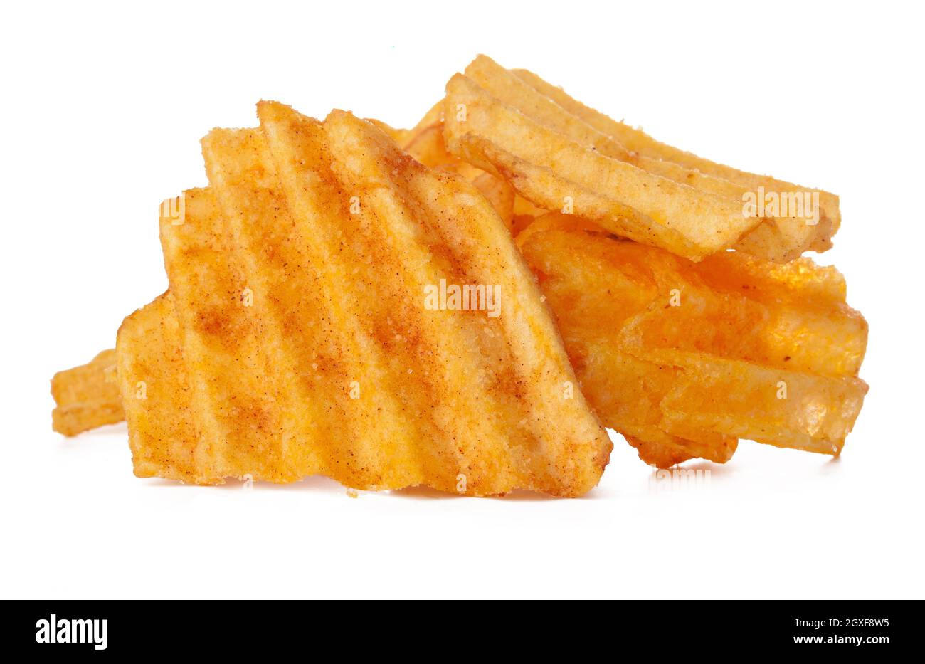 Wavy ribbed chips isolated on white background Stock Photo - Alamy