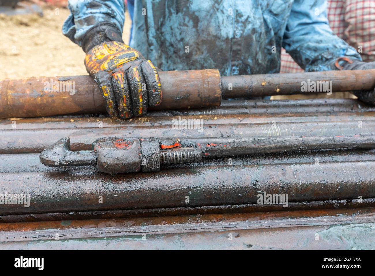 Bradford, Pennsylvania - Workers for the nonprofit Well Done Foundation plug an abandoned oil ...