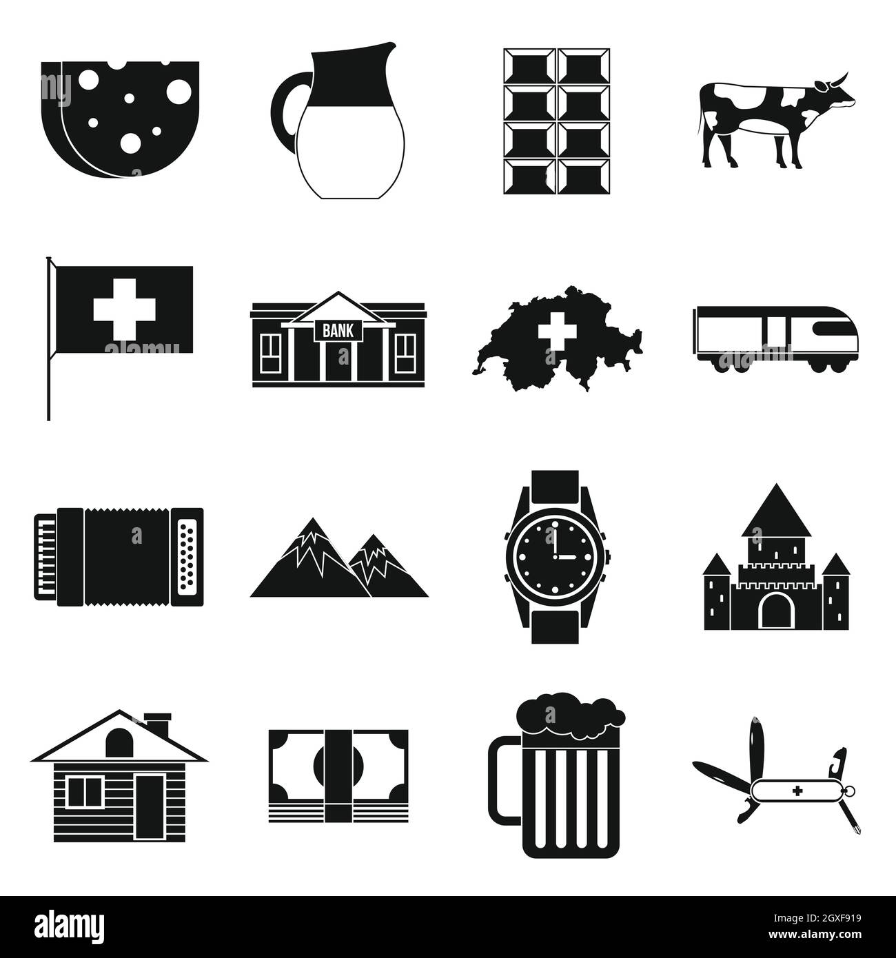 Switzerland Icons set in simple style isolated on white background ...