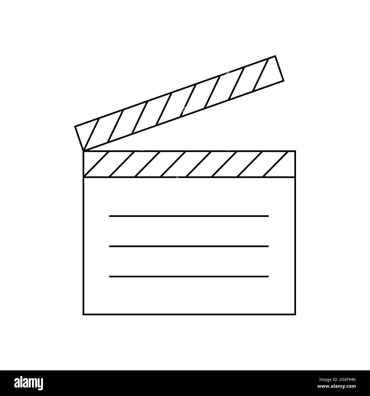 Movie clapper icon in outline style on a white background Stock Photo ...