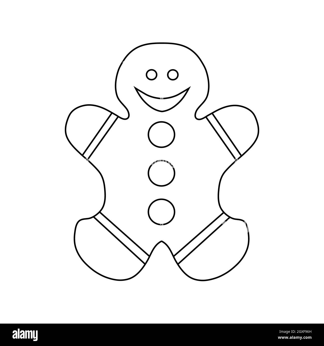Gingerbread cookie icon in outline style on a white background Stock ...