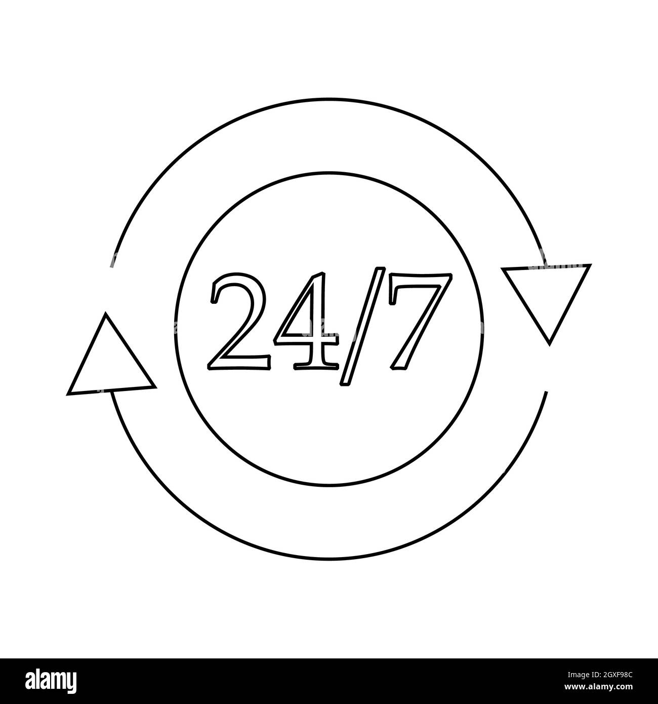 24 hours customer support service icon in outline style on a white ...