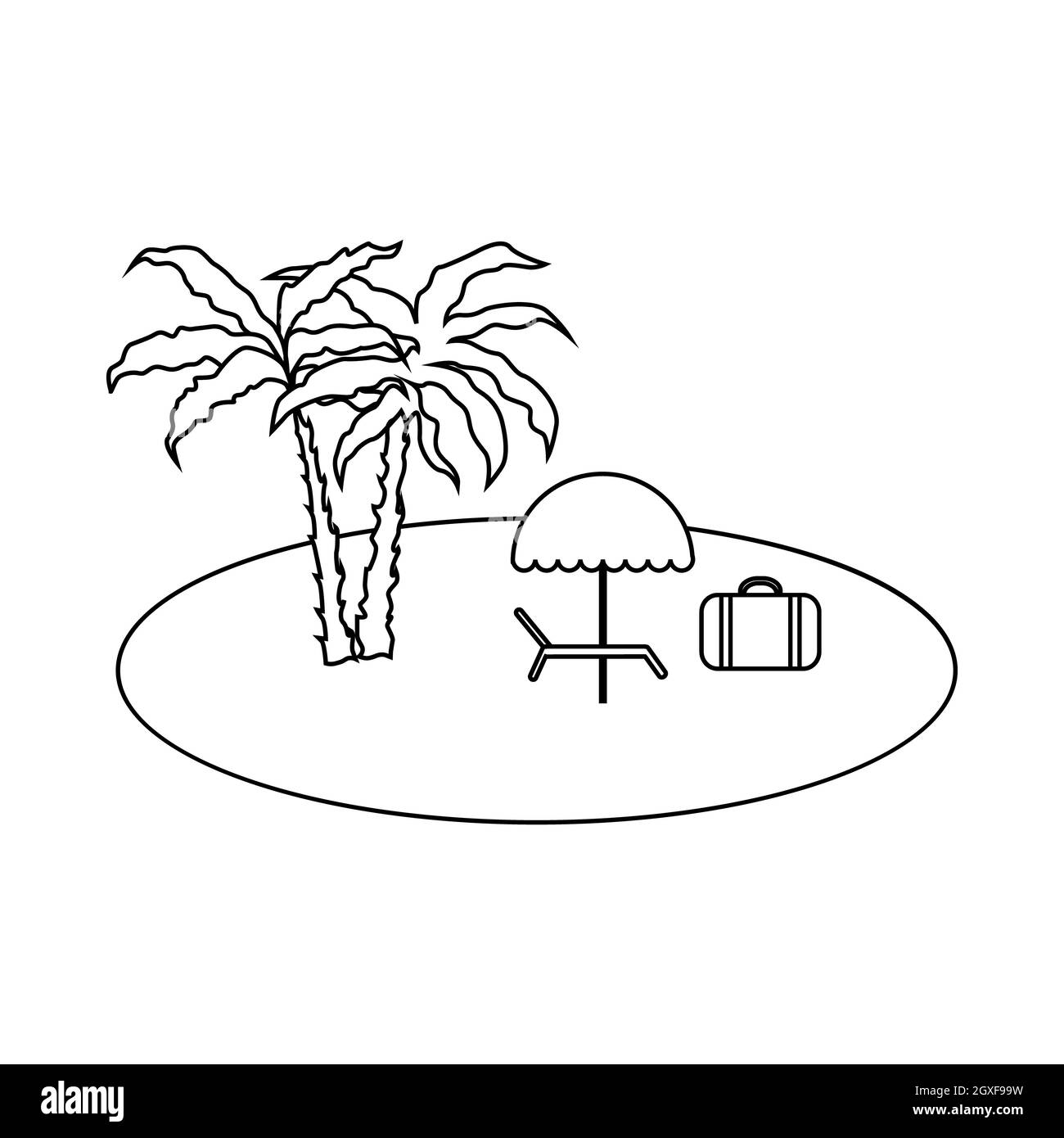 Relax on beach icon in outline style isolated on white background. Rest ...
