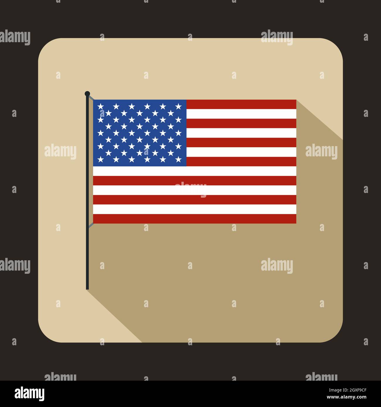 American flag icon in flat style with long shadow. State symbol Stock ...