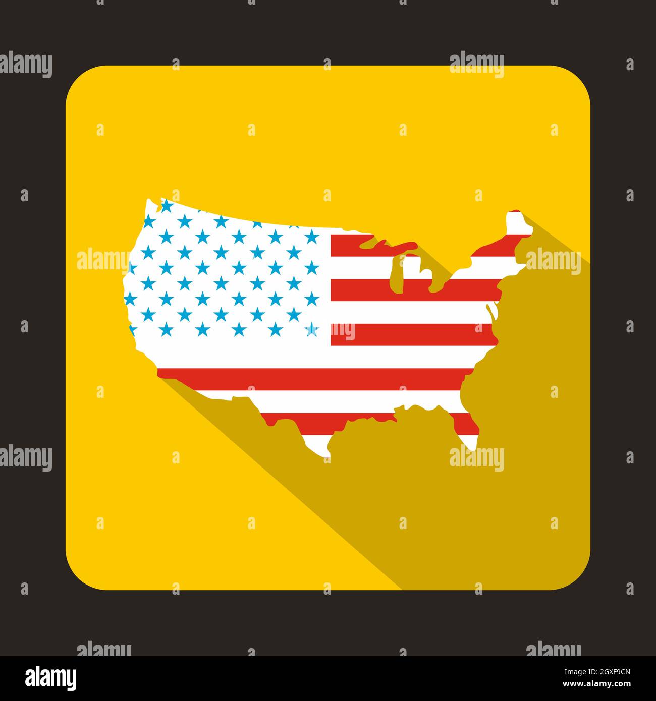 USA map icon in flat style with long shadow. State and territory symbol ...